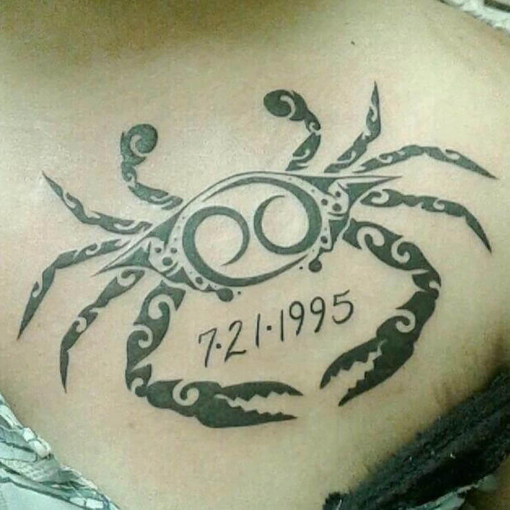Cancer Crab 69 Tattoo Design With Date Of Birth Entertainmentmesh