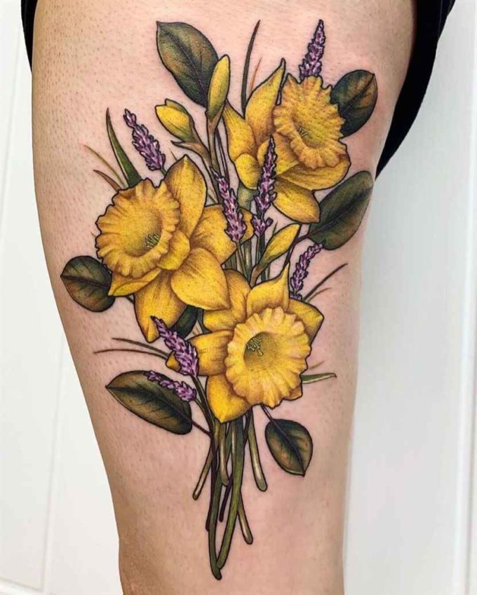 20+ Daffodil March Birth Flower Tattoo Design Ideas – EntertainmentMesh